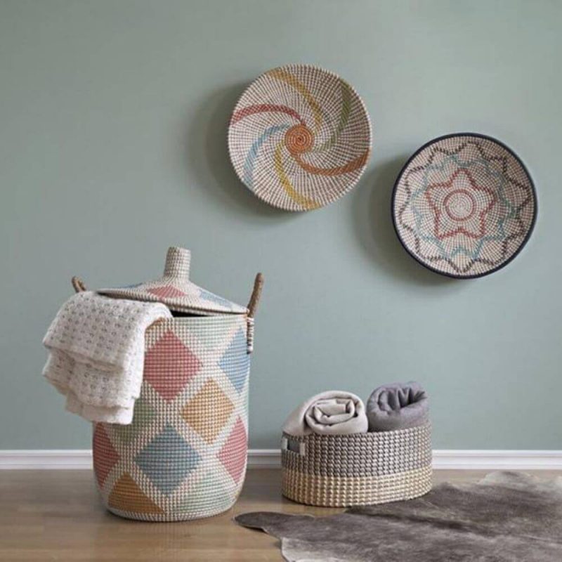 Round Lidded Seagrass Laundry Hamper With Handles Nam Son